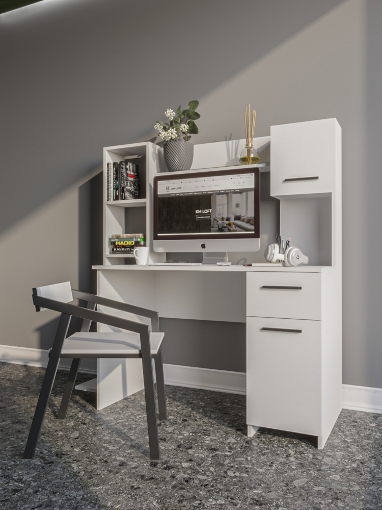 Купить Стол компьютерный (Цвет каркаса: Белый, Цвет ЛДСП: Белый) в ...